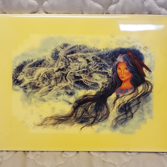 Art | Rb4 Traci Rabbit American Cherokee Indian Female Painted Tile ...